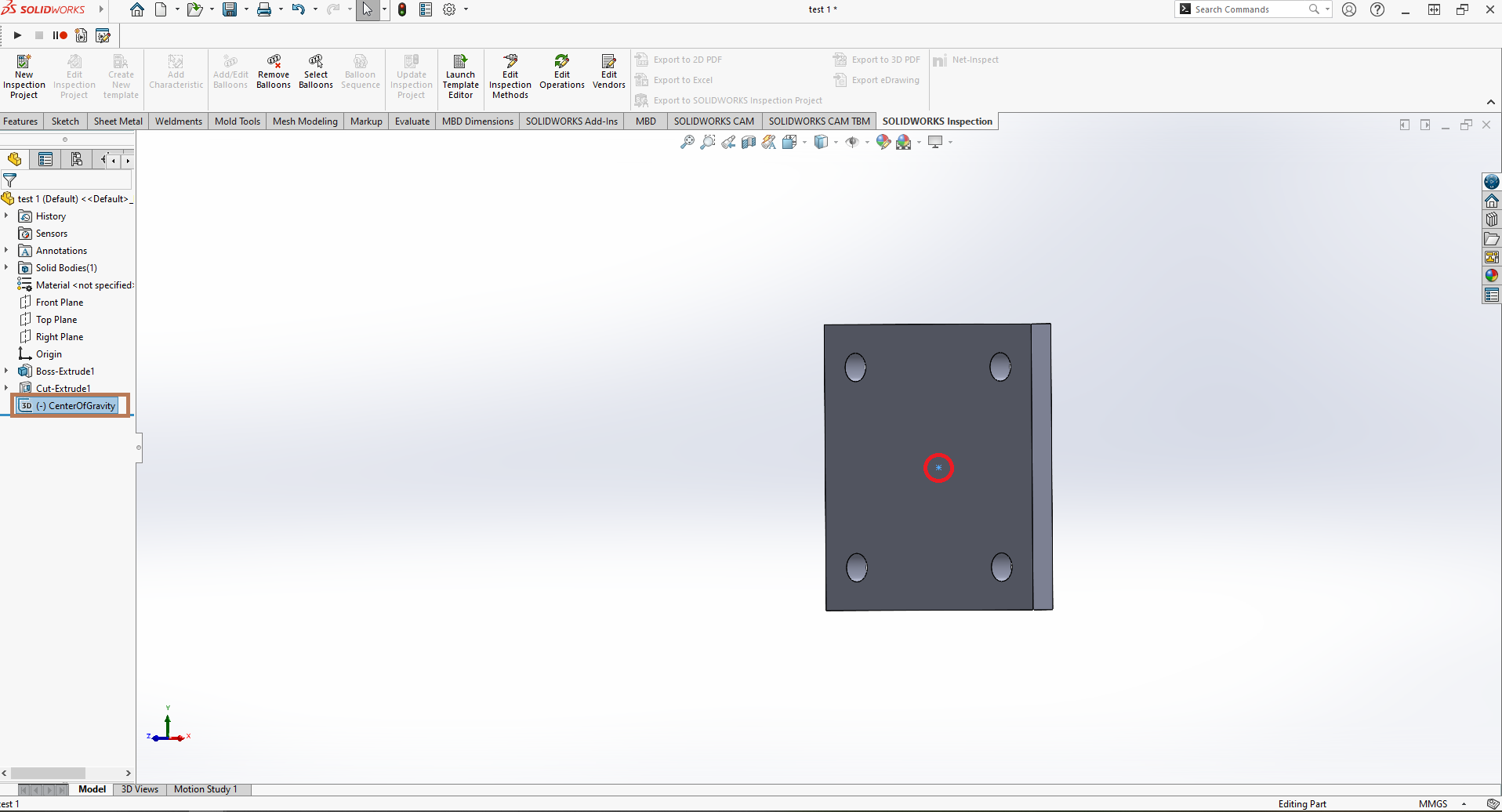 Create Center of Gravity Point in SolidWorks | SOLIDWORKS Macros Lib
